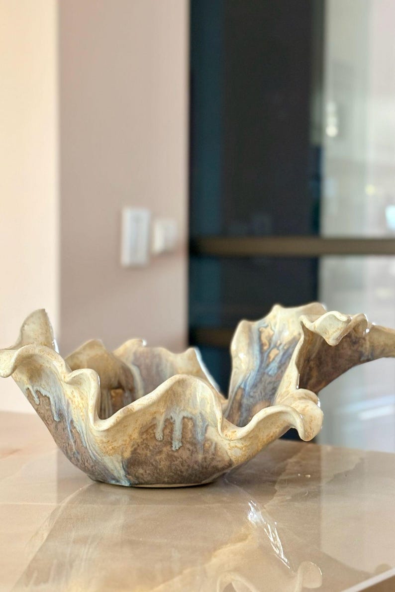 Handmade Abstract Contemporary Sculptural Stoneware Bowl: Earthy ...