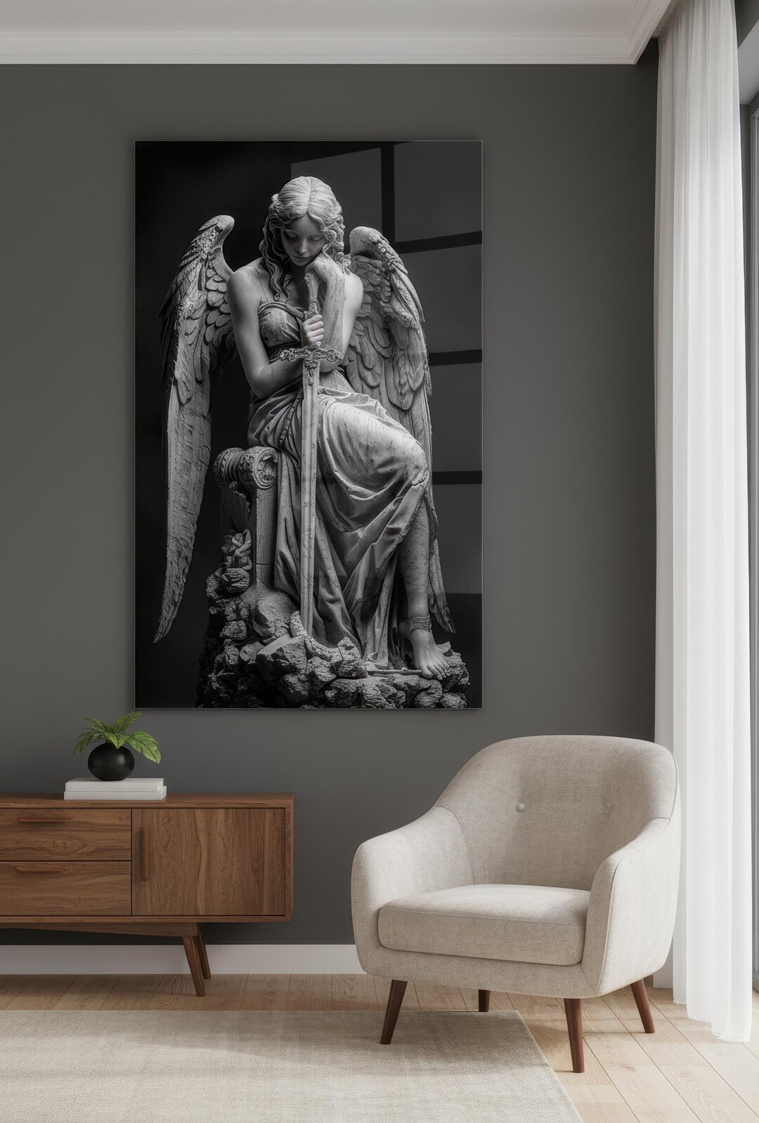 Angel of Grief Tempered Glass Art Print: Abstract Wall Decor, Living ...