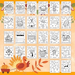 Thanksgiving Alphabet Coloring Pages for Kids | Fun Printable ...