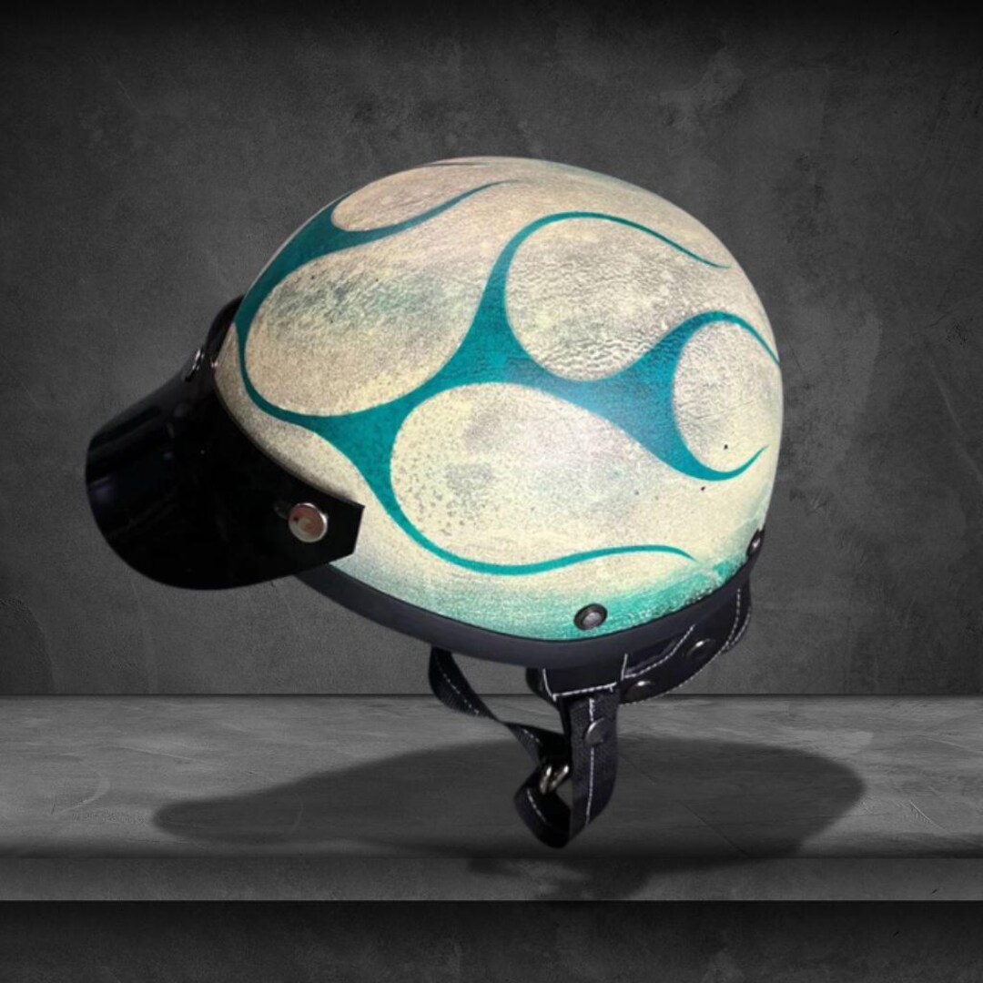 Japanese Shorty Patina Flame - Vespa Chip Helmet Handmade Motorcycle ...