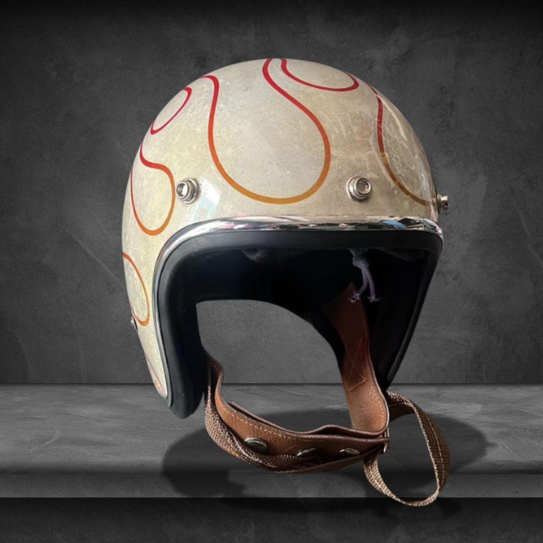 Slimhead 500TX Patina Flame Series - Slim Helmet, Handmade Motorcycle ...