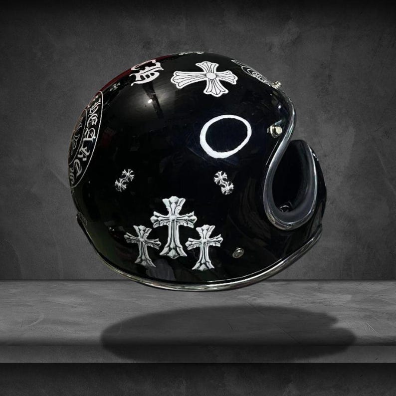 Cakil Custom Chrome Hearts Fiber Kevlar Helmet Handmade Motorcycle ...
