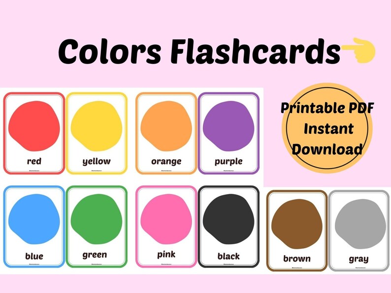 Color Flashcards Printable Toddler Learning Cards Montessori Preschool ...