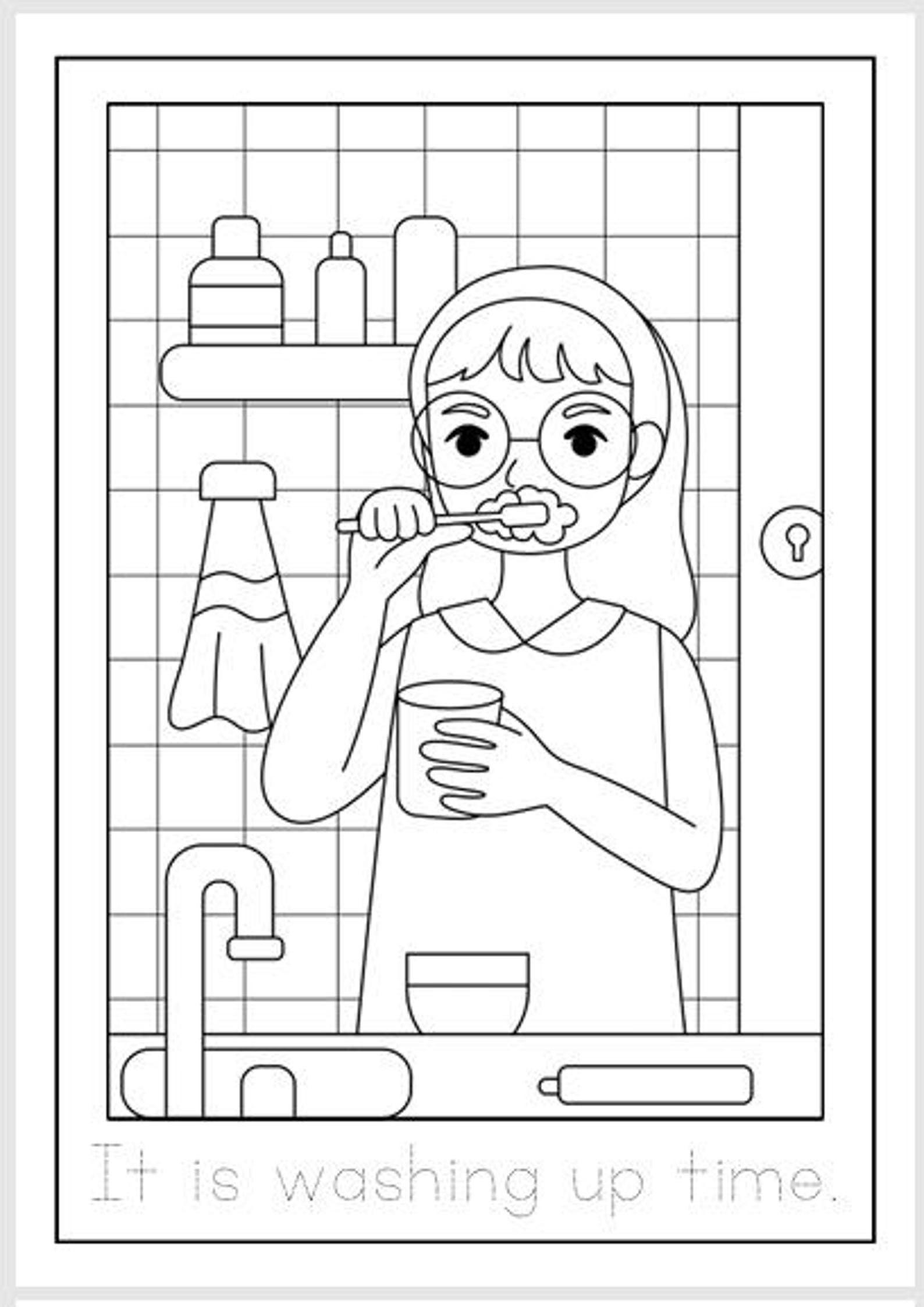 My Daily Routine Coloring Book: Kids' Printable Activity (PDF) - Etsy