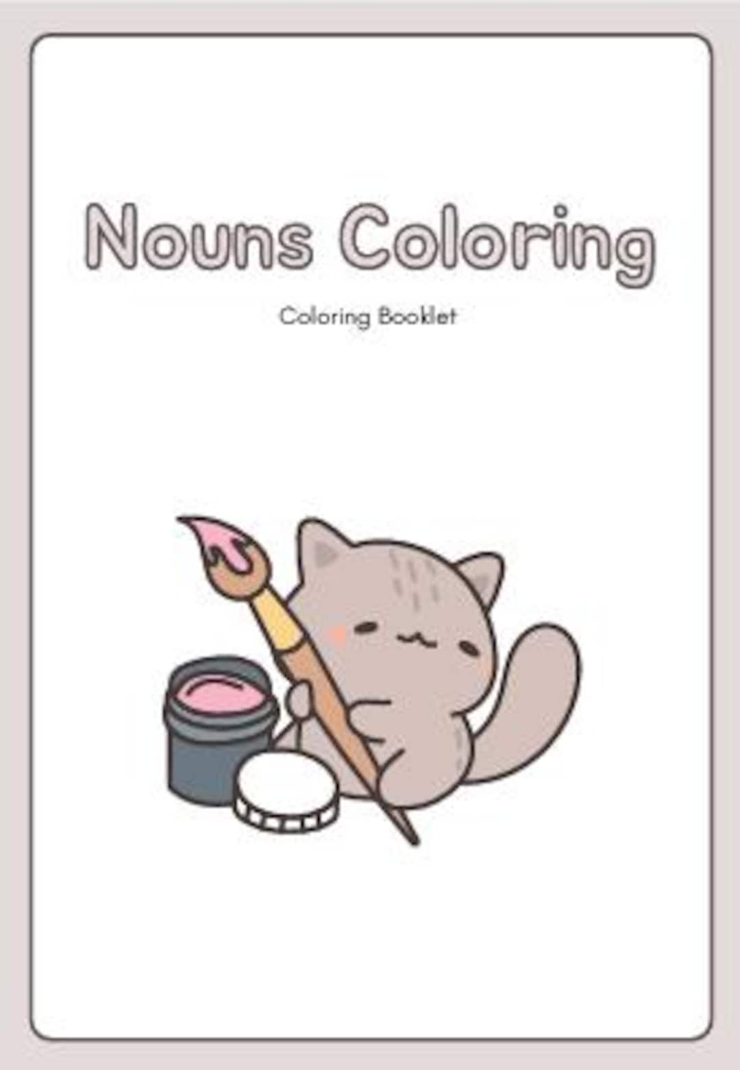Nouns Coloring Book | Kawaii Grammar Worksheet (PDF) - Etsy