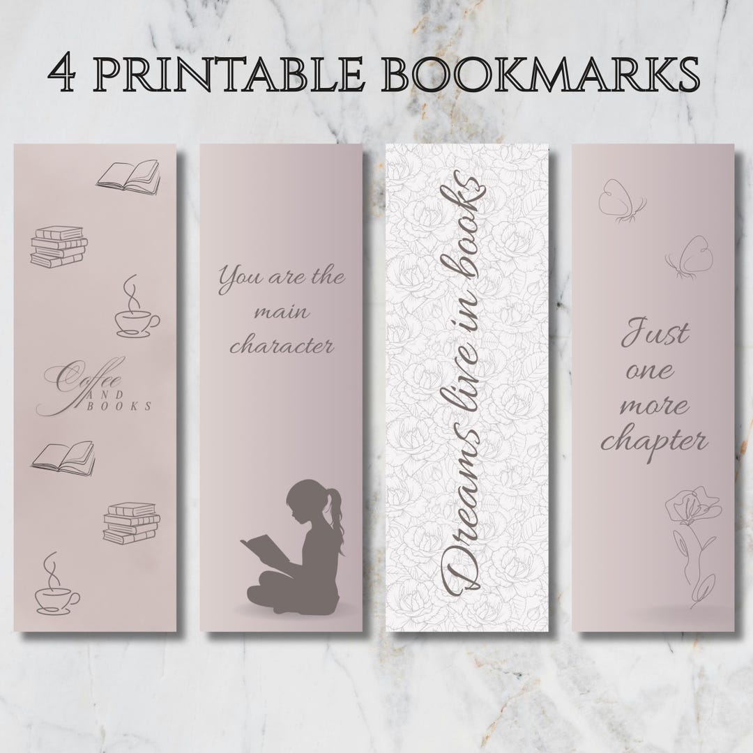 Printable Bookmark Set – Aesthetic Designs, Minimalist Style (PDF + PNG ...
