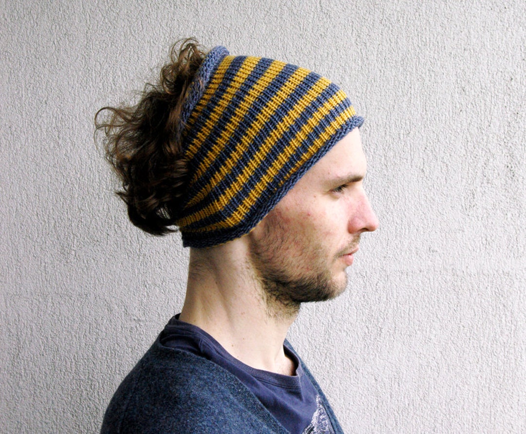 Mens Headband Striped Hair Wrap Dread Band Guys Knit Hair Wrap - Etsy