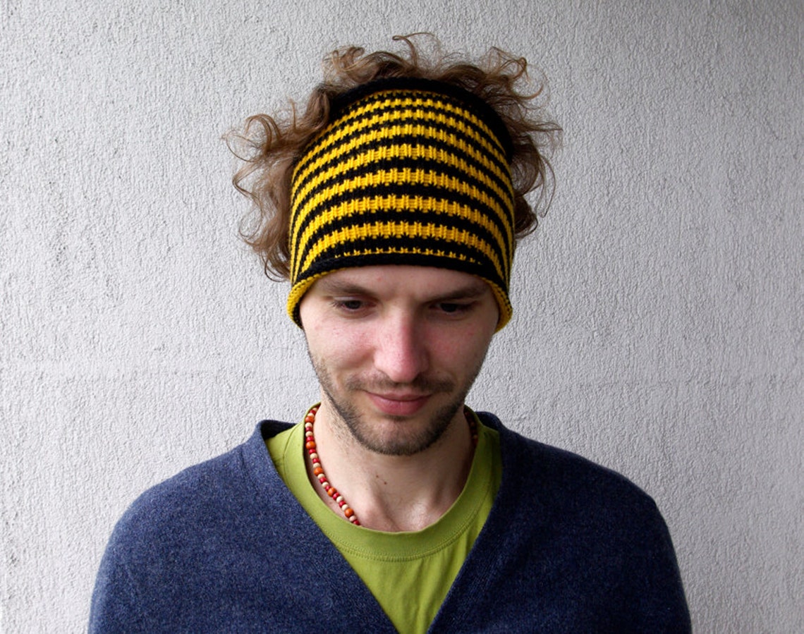 Mens Headband Striped Hair Wrap Dread Band Guys Knit Hair | Etsy