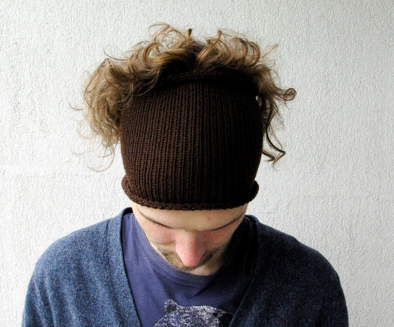 Knitted Mens Headband Guys Knit Hair Wrap Brown Guys Fall - Etsy