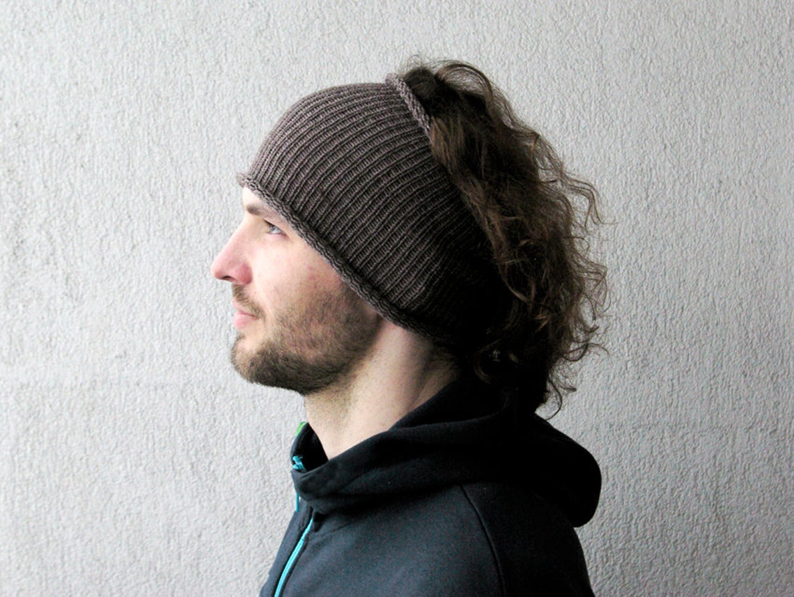 Knitted Mens Headband Hat Guys Knit Hair Wrap Unisex Adults Etsy