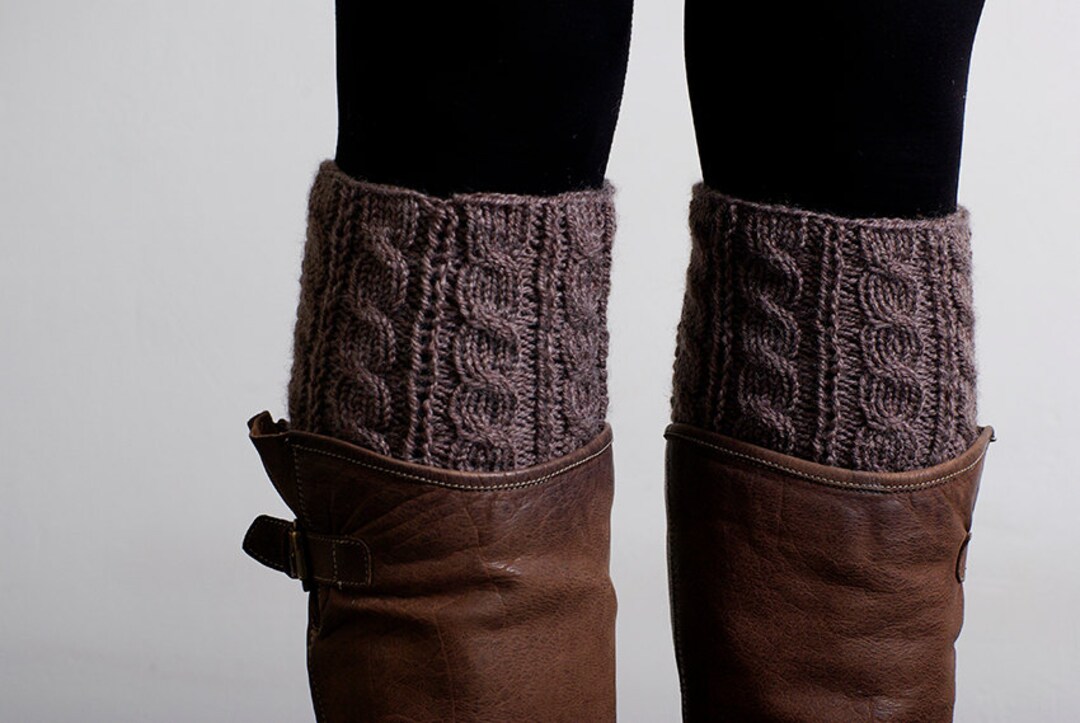 Hand Knitted Boot Cuffs Brown Melange Boot Cuffs Hand Knitted Boot ...
