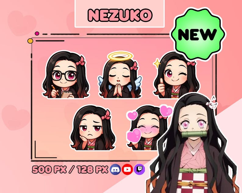 NEZUKO Cute Twitch Emote Pack (5 Emotes) Demonslayer Bundle for Discord ...