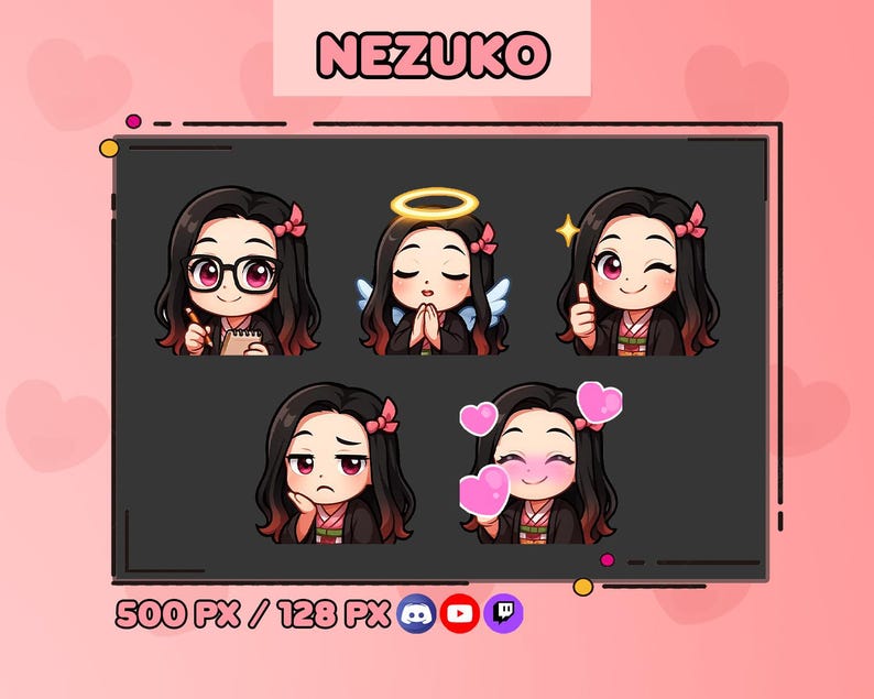 NEZUKO Cute Twitch Emote Pack (5 Emotes) Demonslayer Bundle for Discord ...