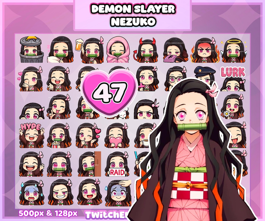 DEMON SLAYER / Nezuko / 47 CUTE Emotes / Anime Emotes / Girl Twitch ...