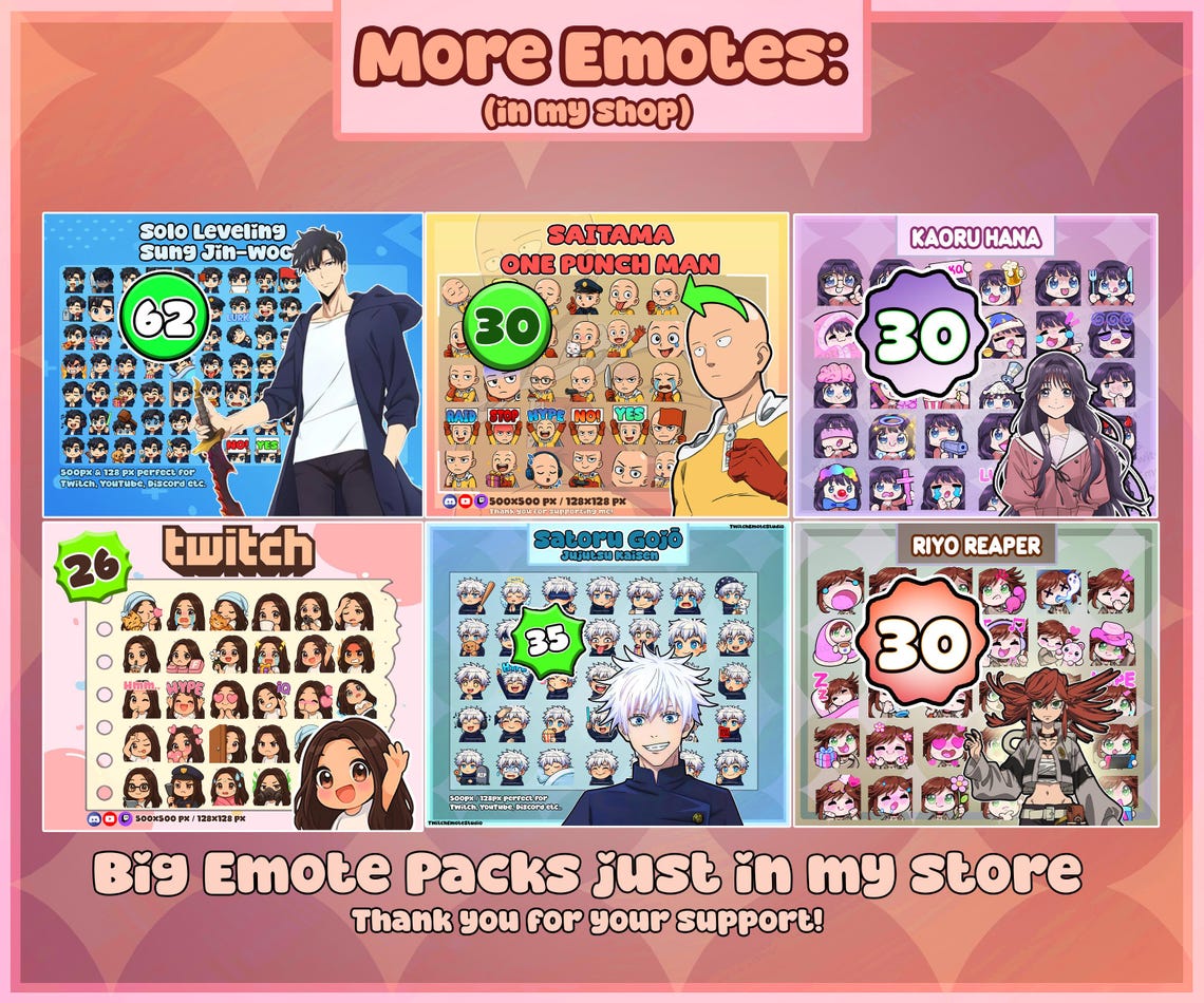 DEMON SLAYER /zenitsu / 45 Emotes / Anime Emotes/ Boytwitch Emote ...