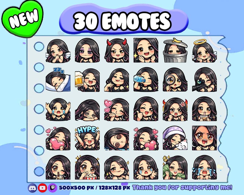 Cute Twitch Emotes / Sweet Chibi Girl With Brown Hair and Brown Eyes ...