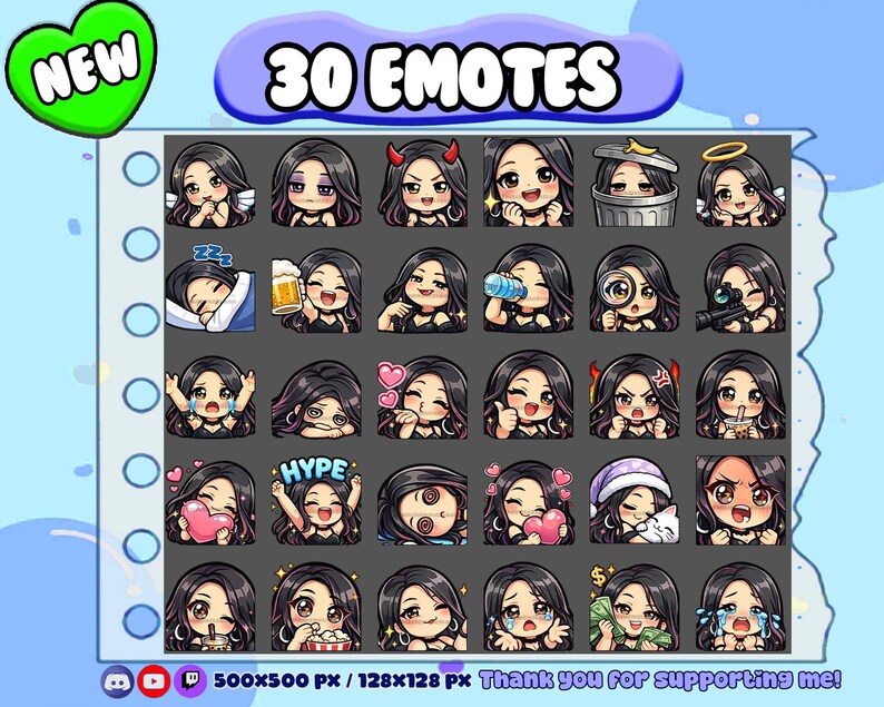 Cute Twitch Emotes / Sweet Chibi Girl With Brown Hair and Brown Eyes ...