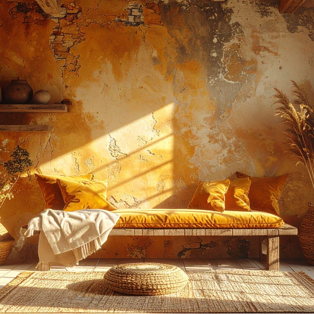 Rustic Ochre Zoom Background, Sunlit Wellness Studio for Therapists ...
