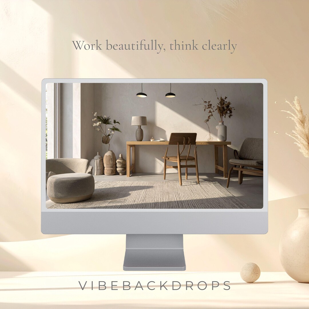Scandinavian Calm Office Background | Minimal Workspace With Natural ...