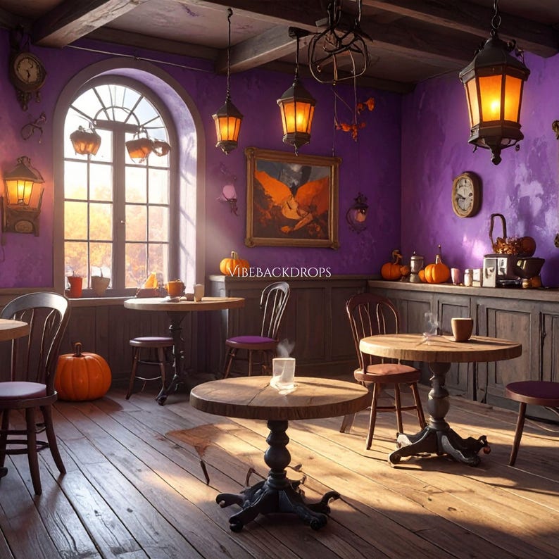 Pack 4 Gothic Café Scenes + 2 Free Bonus Tim Burton Halloween Coffee ...
