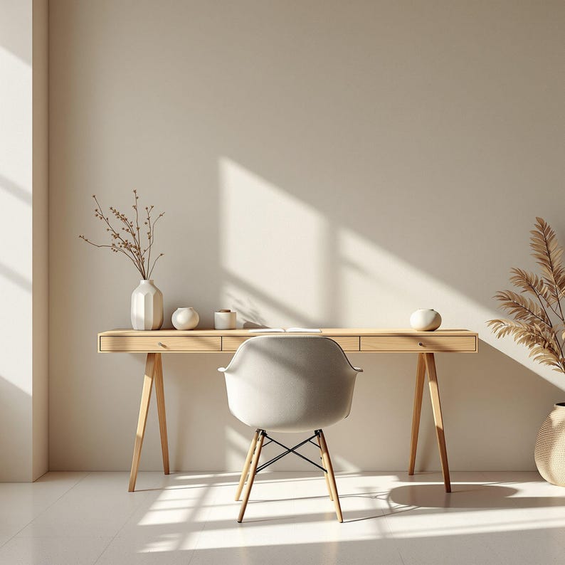 Scandinavian Calm Office Background | Minimal Natural Workspace - Etsy