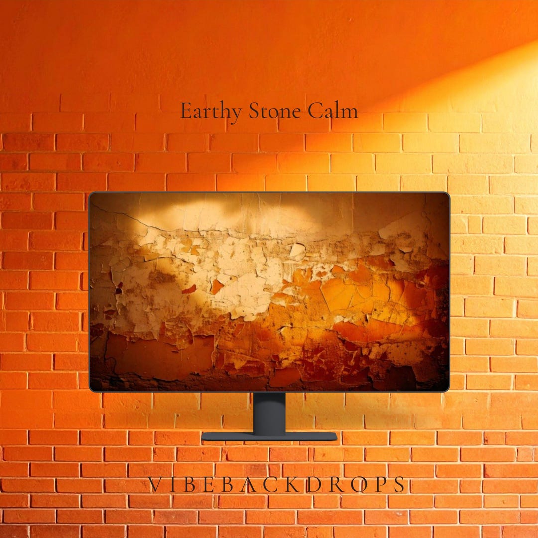 Rustic Mediterranean Zoom Backdrop, Textured Plaster Wall, Warm Earthy ...