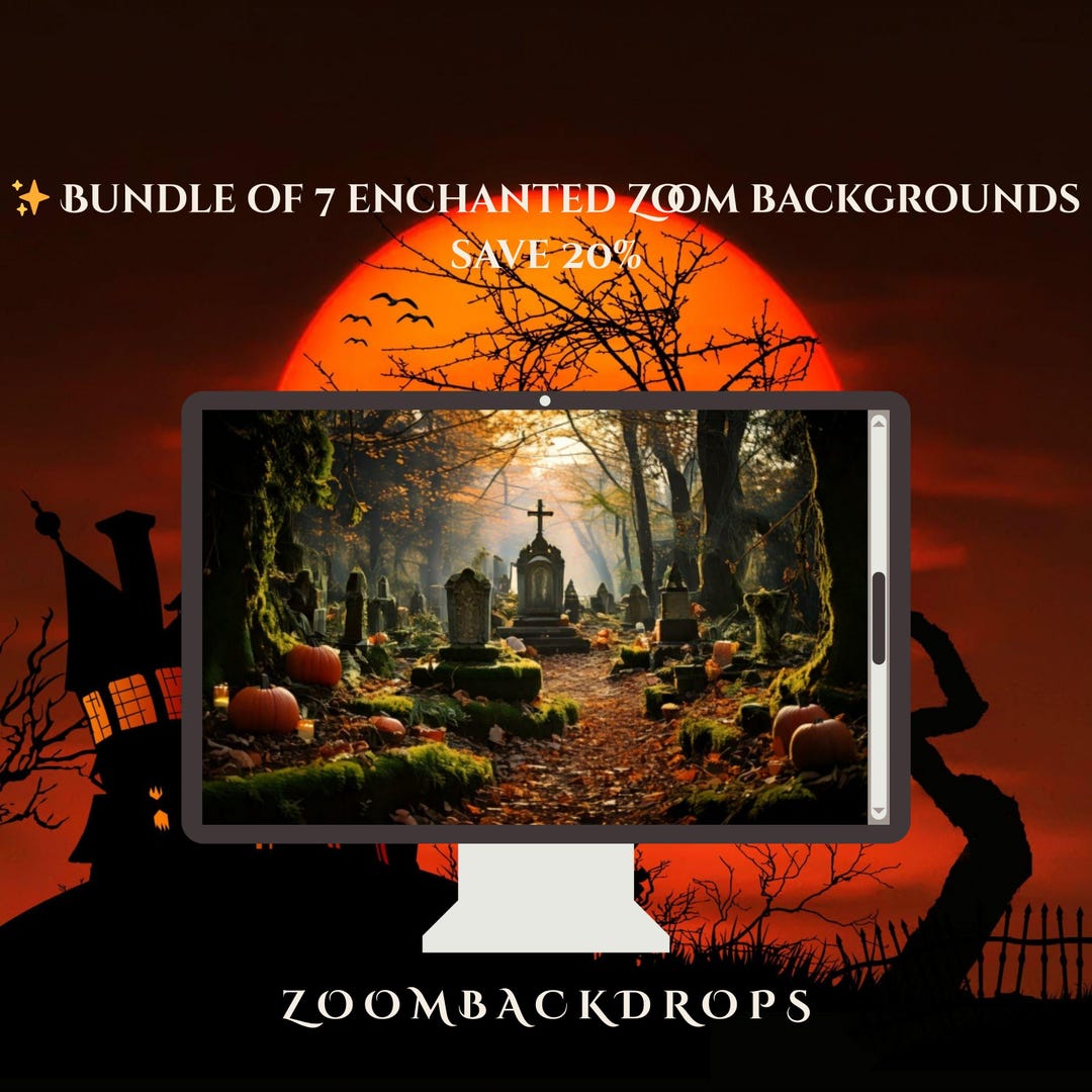 Enchanted Forest Graveyard Zoom Background: Mystical Autumn Scene ...