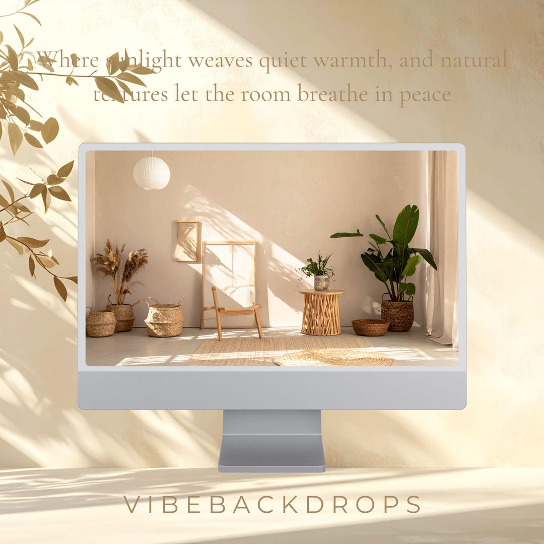 Warm Minimal Zen Lounge | 4K Background for Zoom & Teams | Soft Light ...