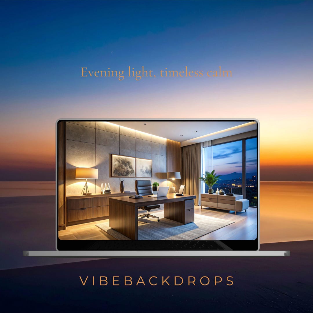 Executive Night Office Background – Modern Workspace With City View and ...
