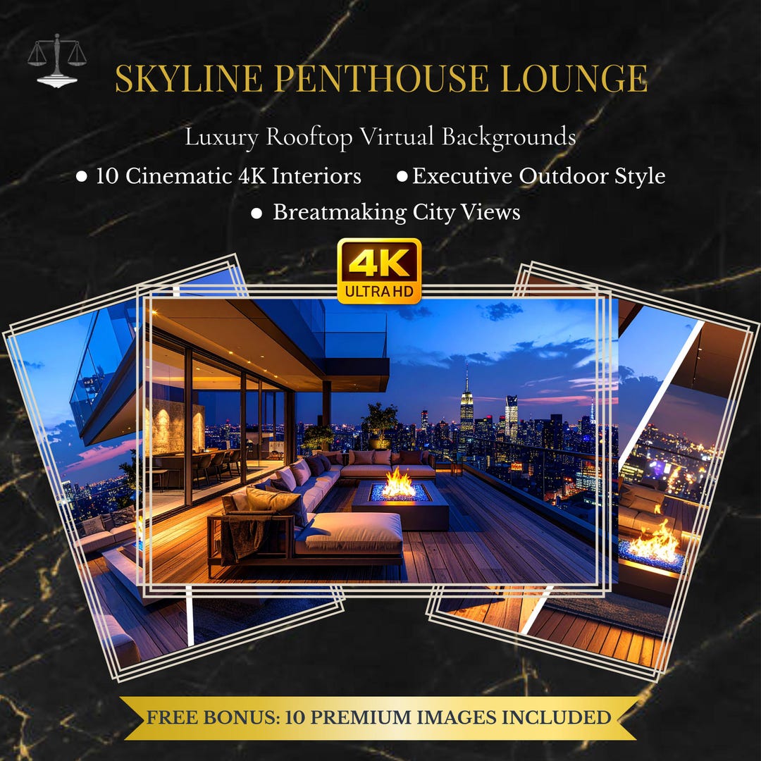 Luxury Terrace Series: 20 Zoom Backgrounds, Modern Penthouse Interior ...
