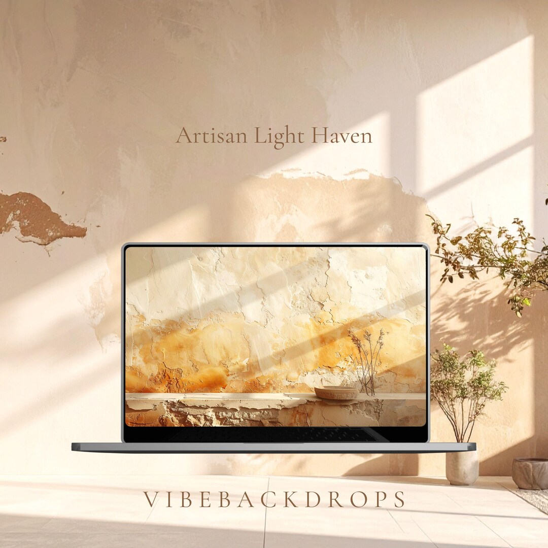 Virtual Office Backdrop for Zoom, Natural Home Office, Warm Minimalist ...