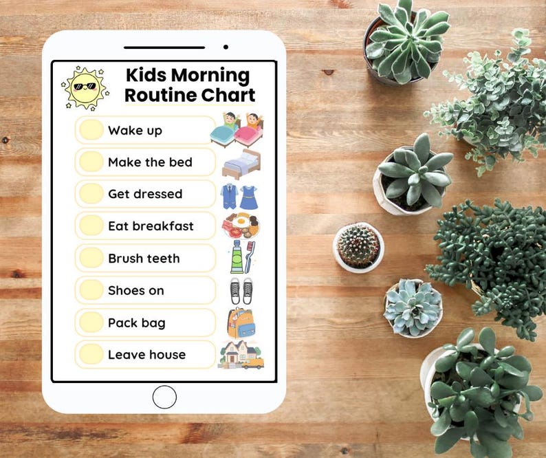 Kids Morning Routine Chart Printable Daily Routine Tracker Light ...