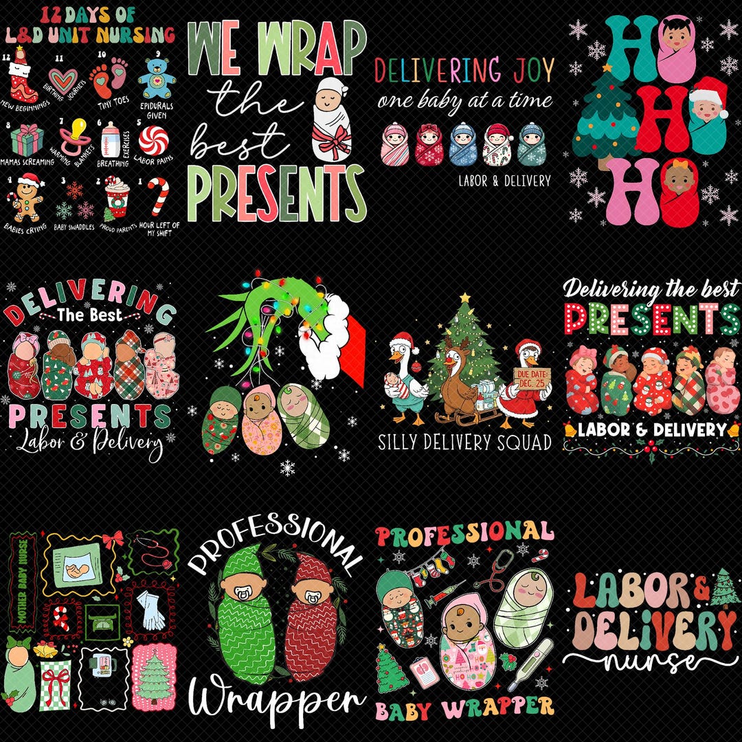 Labor and Delivery Christmas Clipart Bundle - Baby Delivery PNG ...