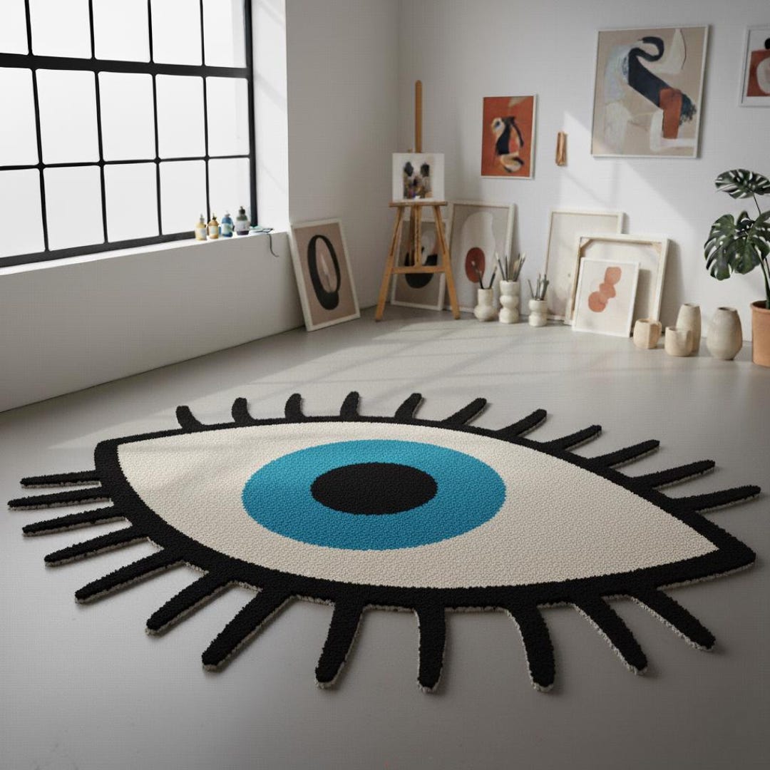 Evil Eye Tufted Rug – Modern Eye Shape Carpet for Living Room & Art ...