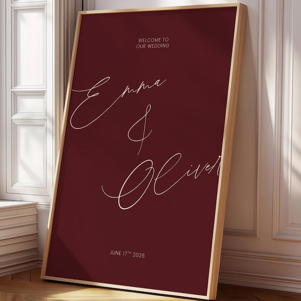 Burgundy Wedding Welcome Sign - Etsy