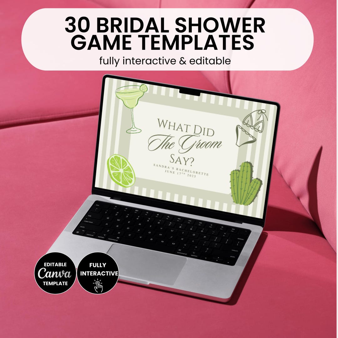 What Did the Groom Say Trivia Canva Template Tequila and Tanlines ...