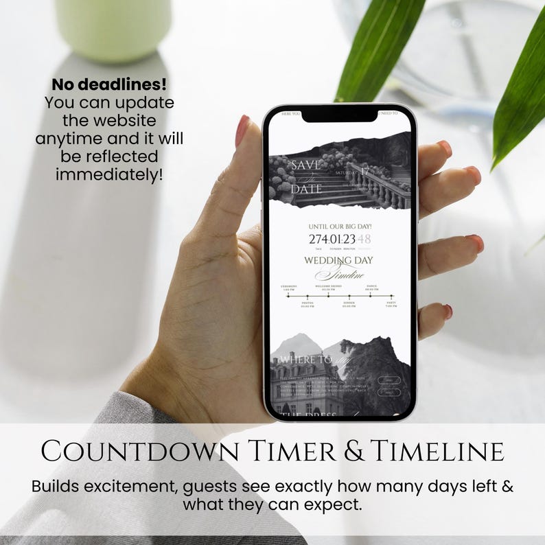 Wedding Website Template Swan Old Money Floral Style Black and White Invite Editable Envelope ...