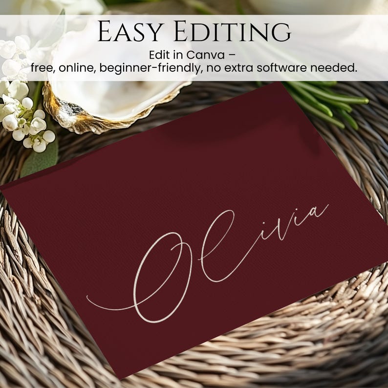 Old Money Wedding Place Card Template Retro Guest Name Tag Diy Table ...