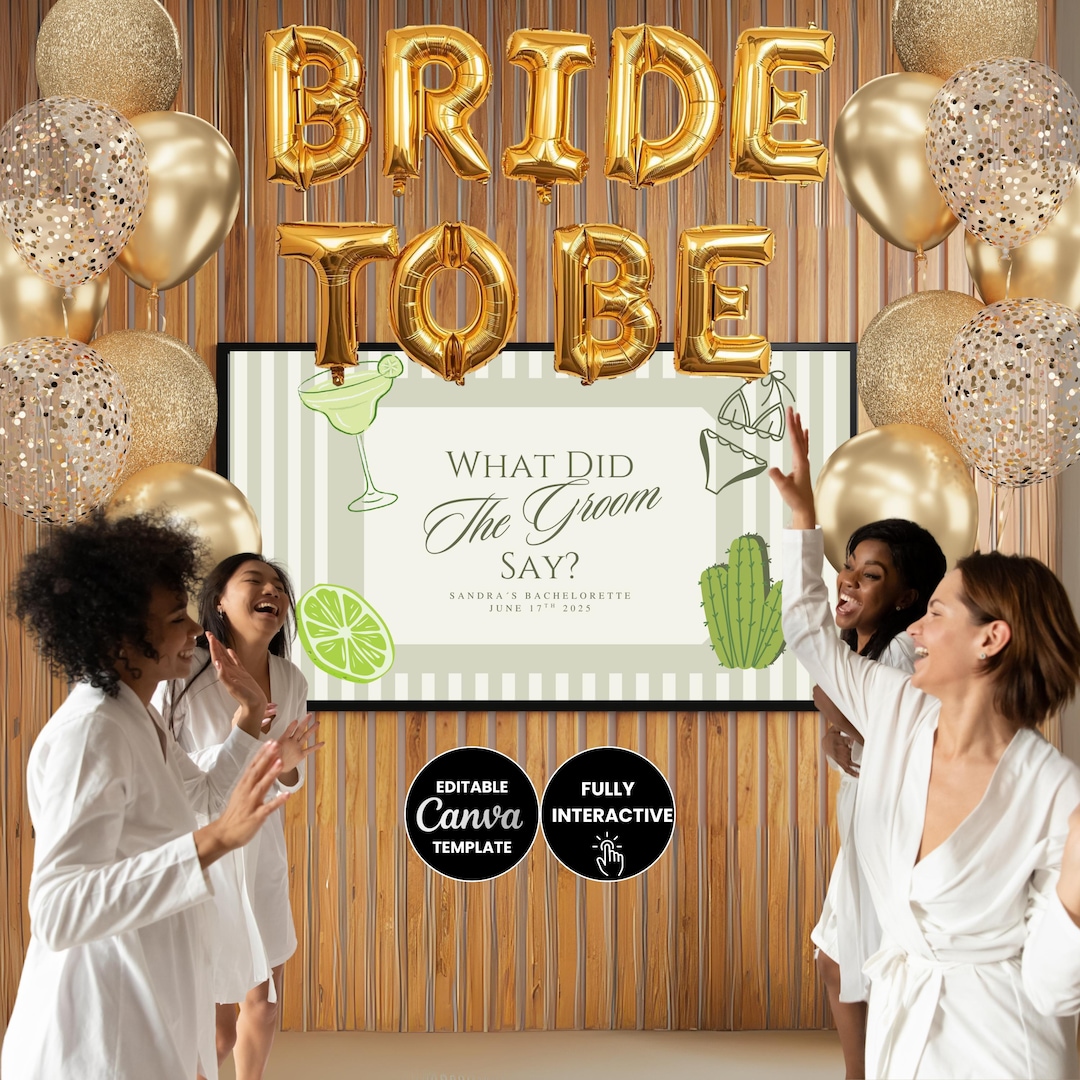 What Did the Groom Say Trivia Canva Template Tequila and Tanlines ...