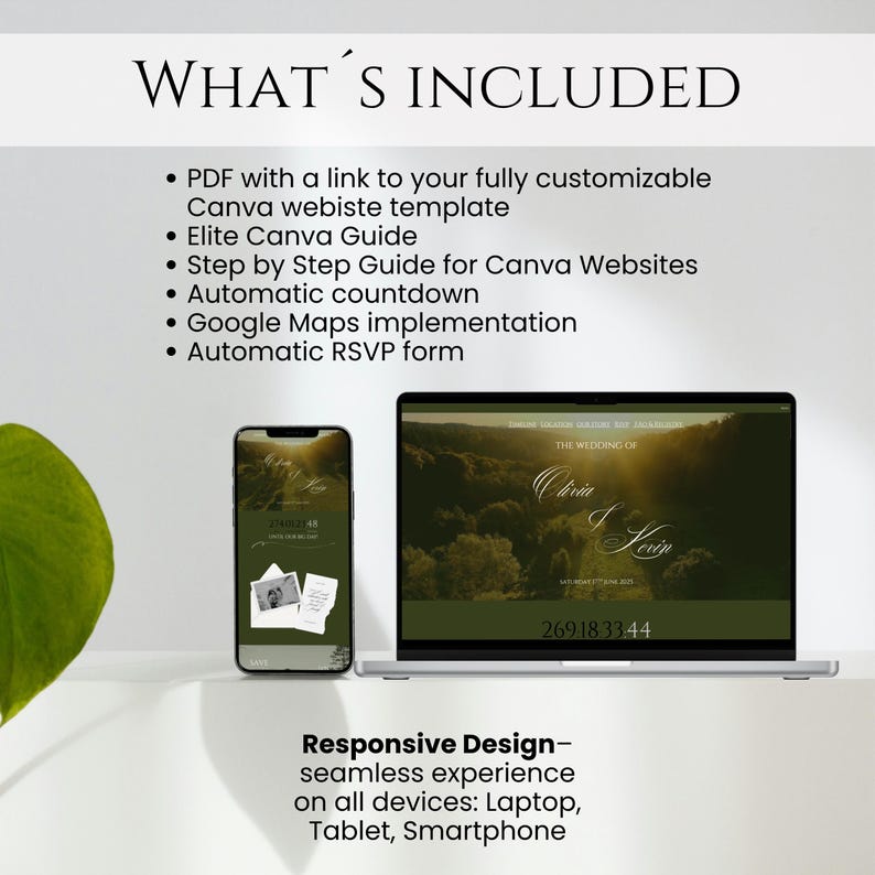 Luxury Countryside Greenery Envelope Wedding Website Template Editable ...