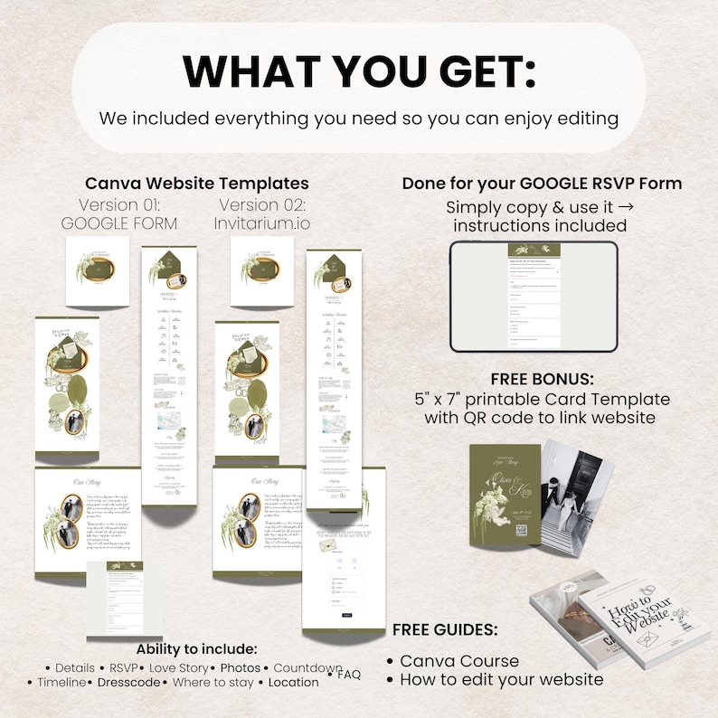 Digital Wedding Website Canva Template Countryside Greenery Floral ...