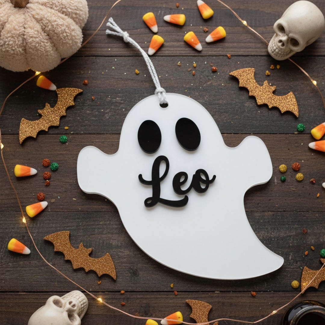 Personalized Ghost Boo Bag Tag: Acrylic Halloween Basket Tag - Etsy