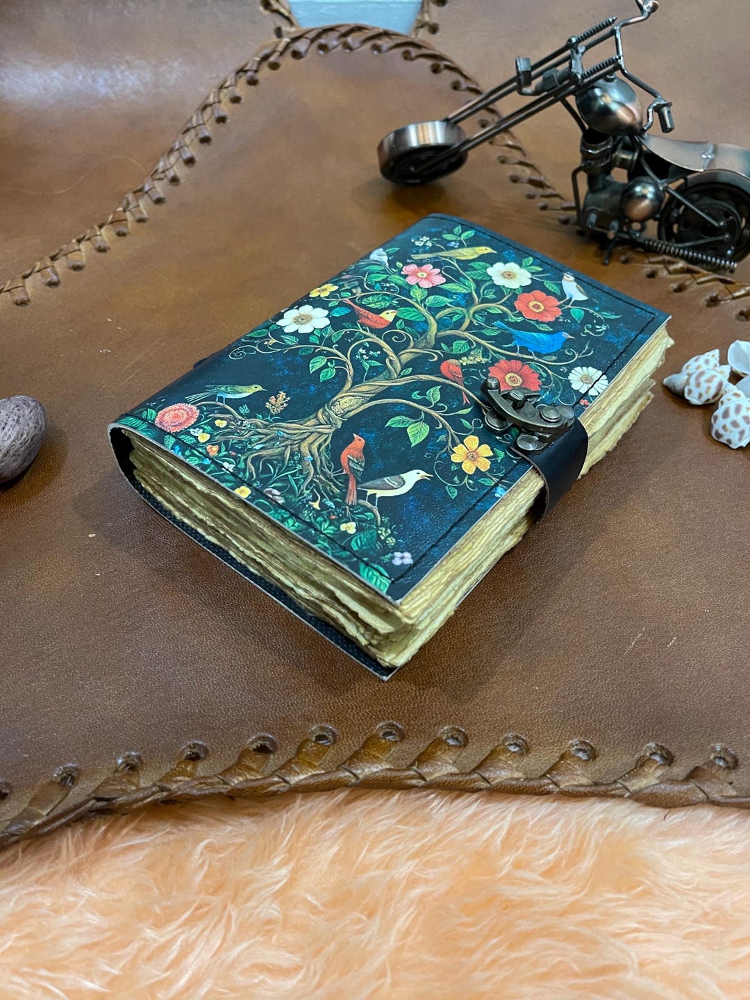 Handcrafted Grimoire, Tree of Life Journal, Blank Vintage Leather ...