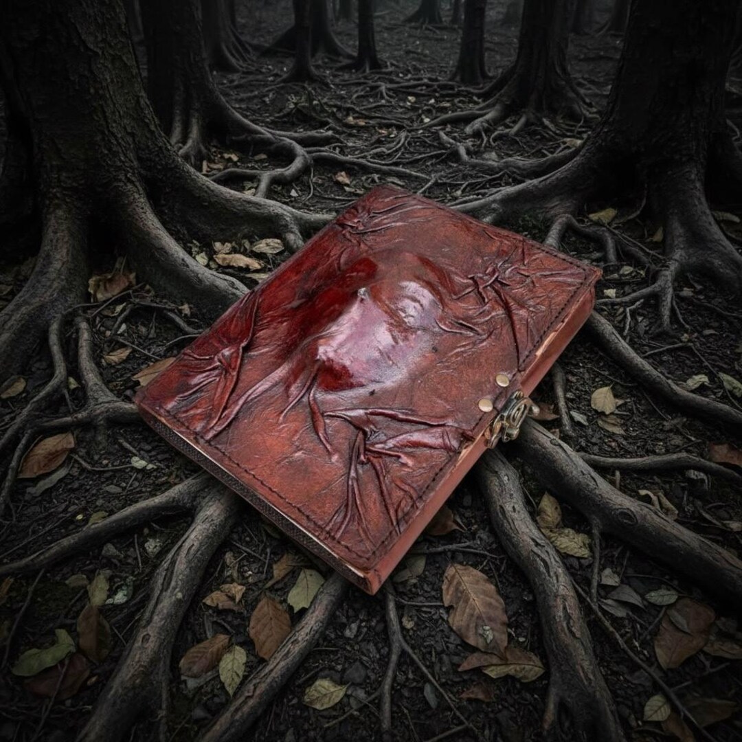 3D Man Face Leather Grimoire | Wiccan Pagan Journal | Handmade Deckle ...