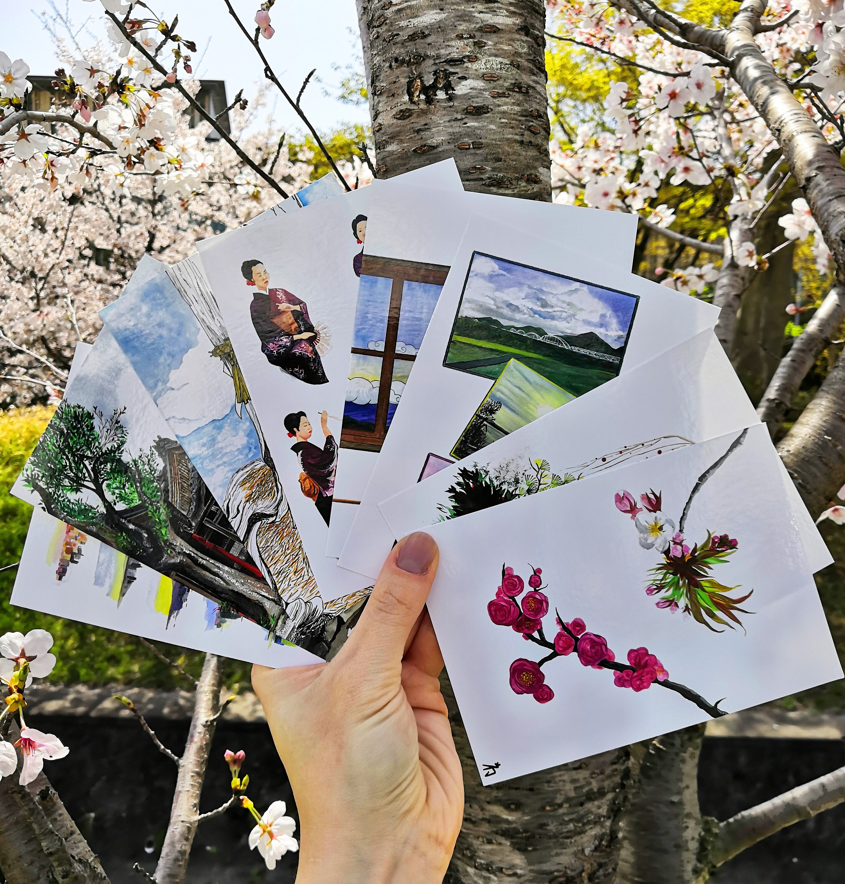 8 Traditional Japanese Themed Illustrated Art Cards With | Etsy