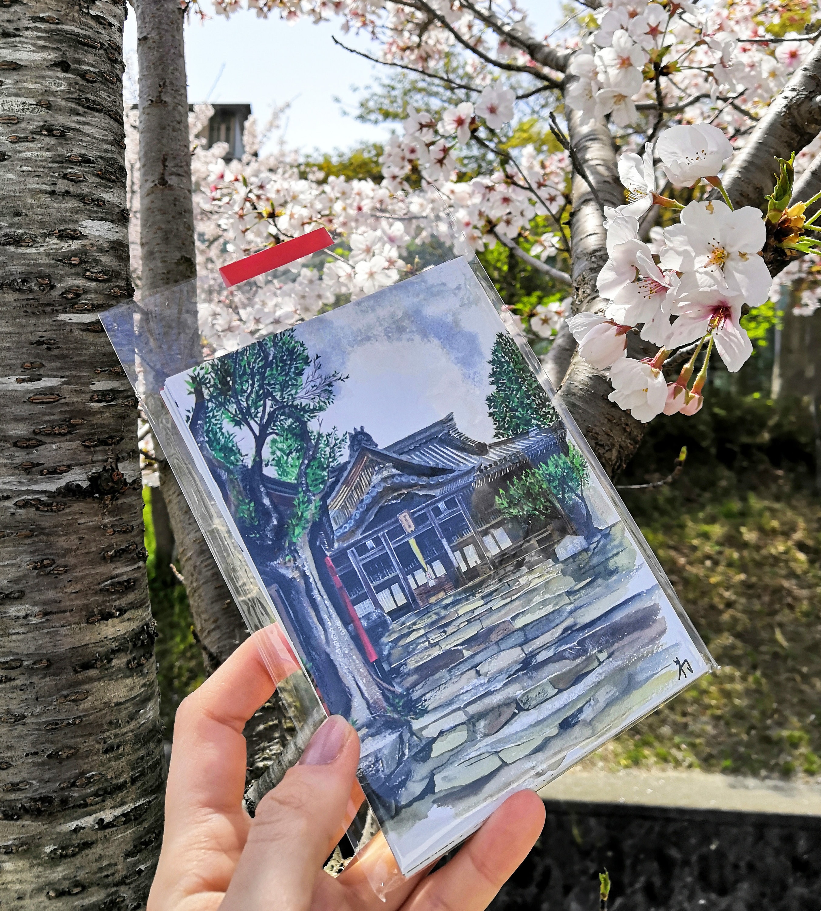 16 Japanese themed illustrated art cards with original painted | Etsy