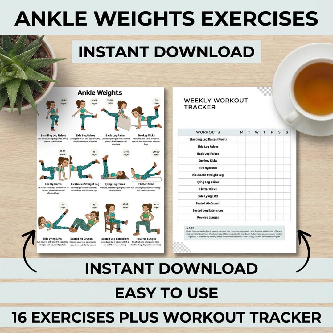 Ankle Weights Workout Printable | Leg & Glute Toning Exercises Guide ...