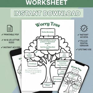 CBT Worry Tree Printable for Kids: Anxiety & Decision Worksheet (A4 ...