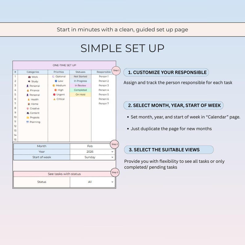 Simple Task Tracker | Clean Google Sheets Productivity Planner With ...