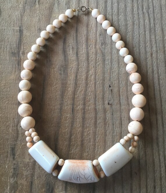 1960s Faux Ivory Statement Necklace - Gem